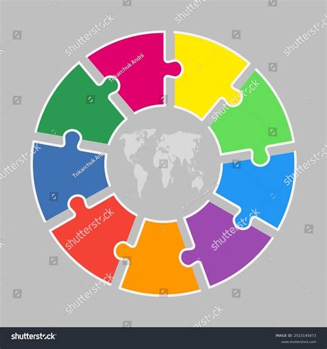 Nine Steps Puzzle Diagram Infographic Business Stock Vector Royalty