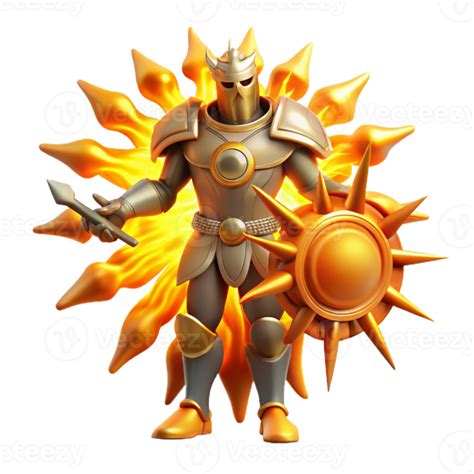 Dramatic Traditional Golden Sun Knight 3d Illustration 4k 56674345 Png