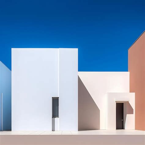 Premium Photo 3d Render Of Minimal Modern Architecture Building With Blue Sky