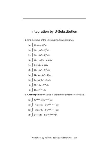 Integration By Substitution Teaching Resources