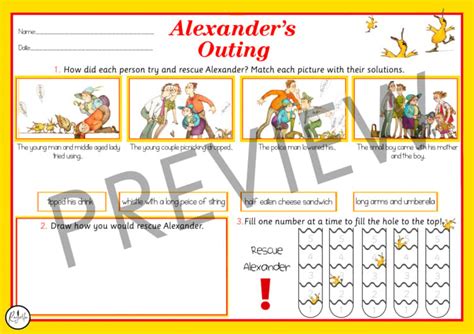 Alexanders Outing Worksheet By Rayella Tpt