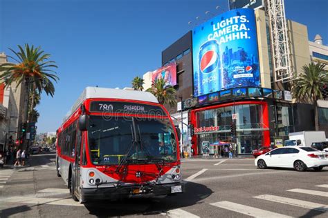 Hollywood California La Metro Bus Perto Do Centro Hollywoodandhighland