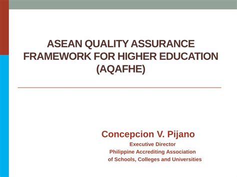Pdf Asean Quality Assurance Framework For Higher Education · Philippine Accrediting