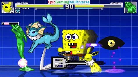 Gregariously Vs Pokemon Of Eevee Evolutions And Spongebob Squarepants