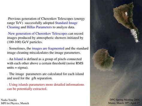 Ppt The Islands Method In The Image Analysis Of Atmospheric Cherenkov Telescopes Data