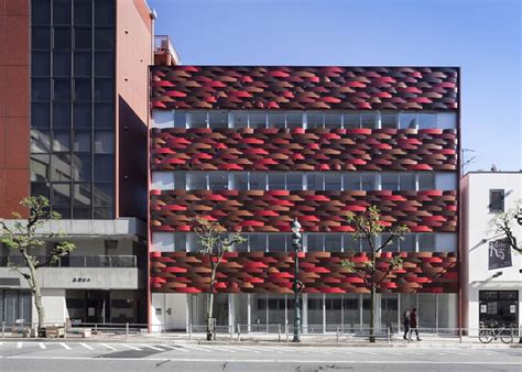 Aisaka Architects Adds Red Basket Weave Facade To Office Block