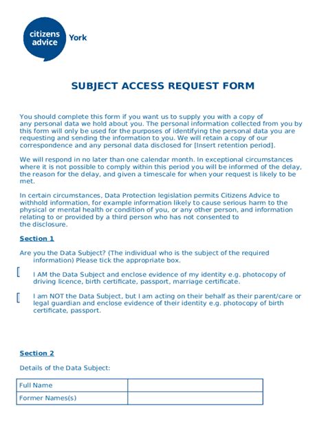 Gdpr Subject Access Request No Doc Template Pdffiller