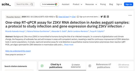 One Step Rt Qpcr Assay For Zikv Rna Detection In Aedes Aegypti Samples