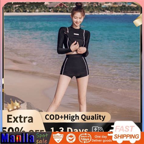 New Korean Rashguard Two Piece Swimwear Long Sleeve Swimsuit Beach Wear