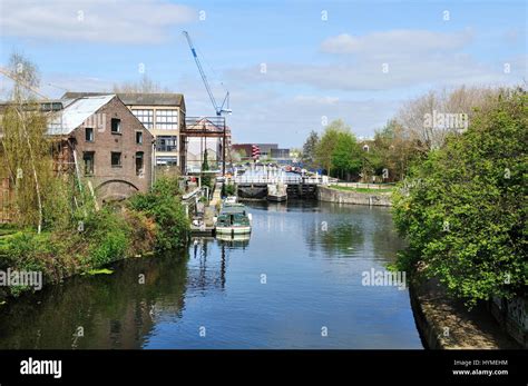 River Lea Between Hackney Wick And Stratford Near The London Stadium