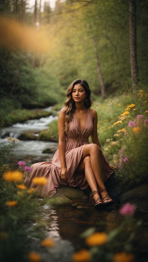 Serenity By The Stream Photogenic Model Portrait Photography Poses