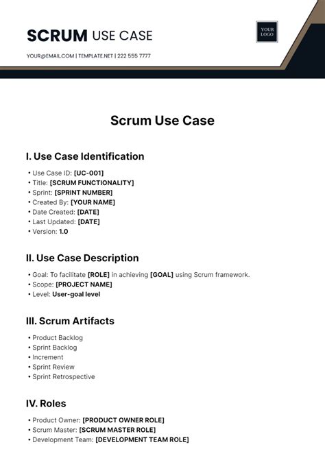 Free Scrum Use Case Template To Edit Online