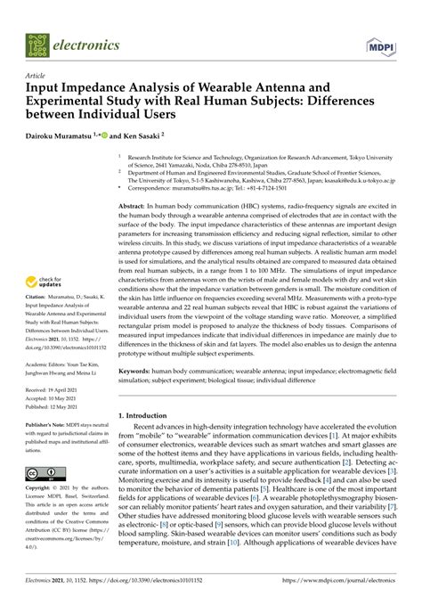 Pdf Input Impedance Analysis Of Wearable Antenna And Experimental