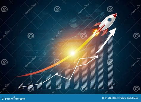 Rocketing Towards Success Rising Chart With Arrow And Rocket Motif