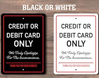Card Only No Cash Accepted Sign For Restaurant Store Etc Lightweight