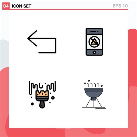 Mobile Interface Filledline Flat Color Set Of 4 Pictograms Of Arrow