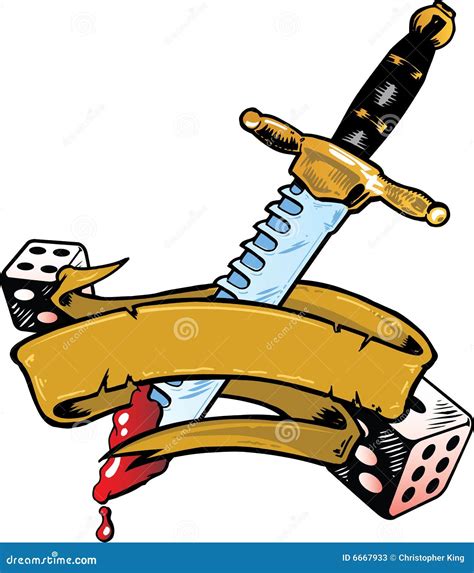 Dagger And Dice Vector Illustration With Banner Stock Vector