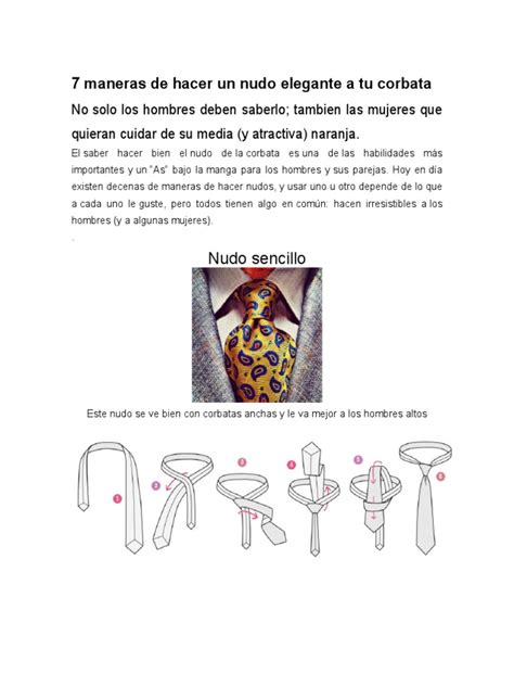 Cómo Hacer Nudos Y Corbatas Elegantes Pdf Corbata Máquina De Coser