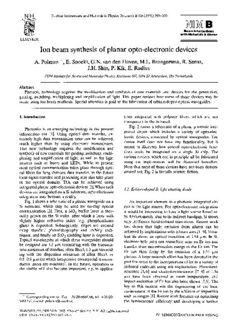 pdf ion beam synthesis of planar opto electronic devices