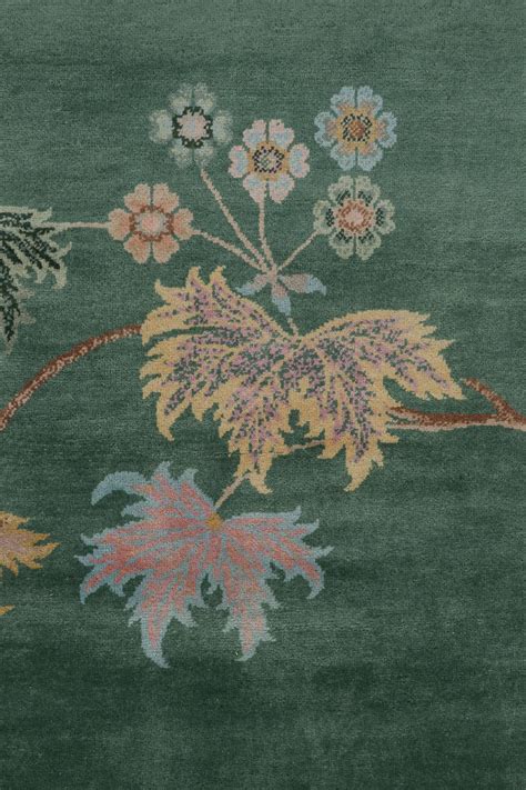 Rug And Kilims Chinese Art Deco Rug In Green With Brown And Blue