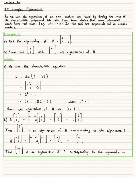 Mths212 Lecture 20 Section 5 Lecture 20 5 5 Complex Eigenvalues As