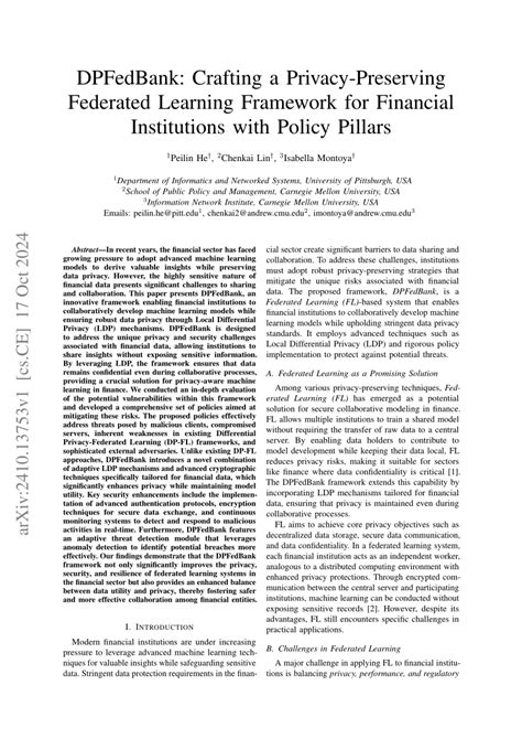 Pdf Dpfedbank Crafting A Privacy Preserving Federated Learning