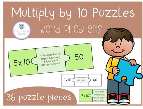 Multiplication Word Problem Puzzles Multiply By 10 By Teach Wise Resources