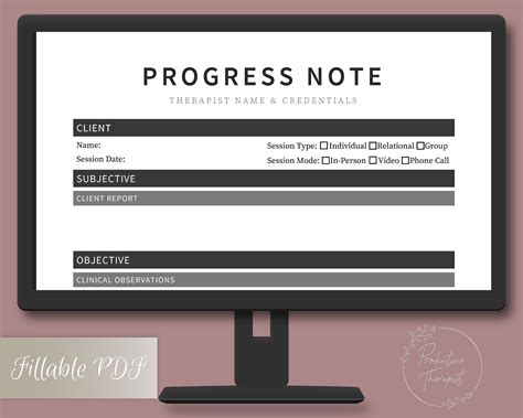 Soap Progress Note Template For Therapists Counselors Psychologists