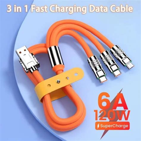 Orange 3 In 1 Fast Charging Data Cable Plastic At ₹ 50piece In Surat
