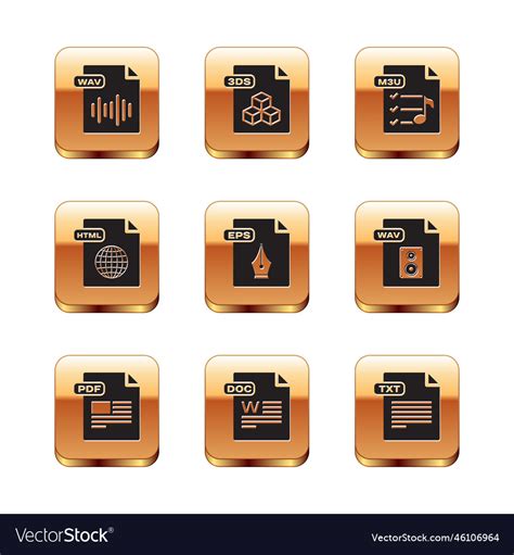 Set Wav File Document Pdf Doc Eps Html M3u Vector Image