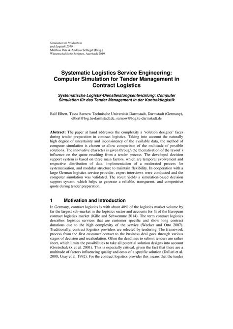 pdf systematic logistics service engineering computer simulation for