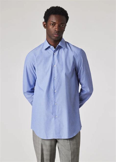 Paul Smith Shirts Mens Cornflower Blue Tailored Fit Pale Blue Cotton