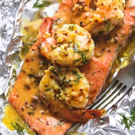 Garlic Dijon Shrimp And Salmon Foil Packs Creme De La Crumb
