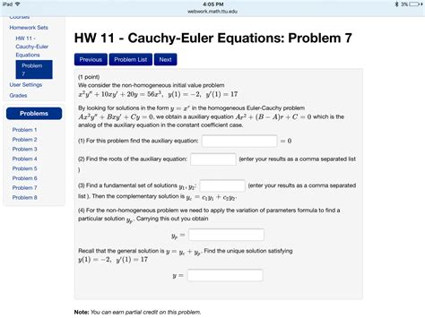 Solved We Consider The Non Homogeneous Initial Value Problem