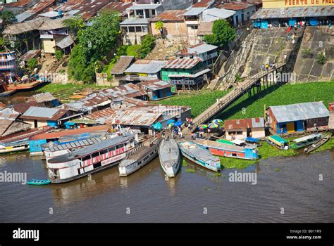 Peru Amazon Amazon River Iquitos Aerial View Of The Port Harbour