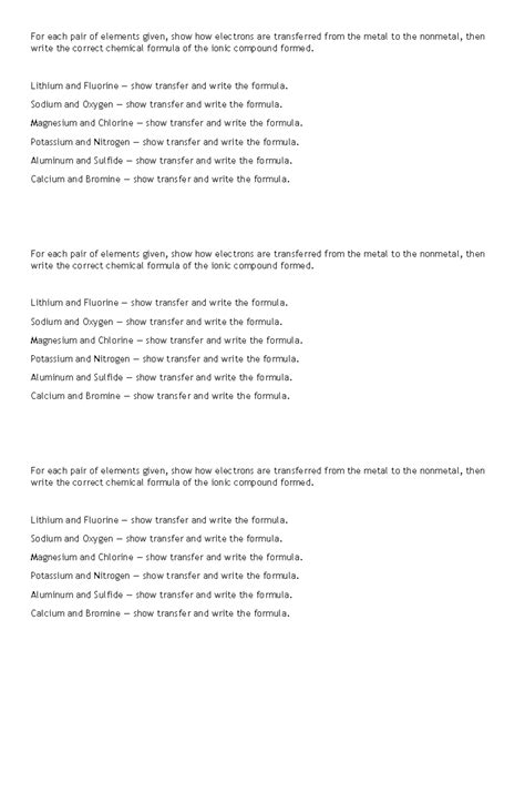 Ionic Compounds Electron Transfer And Formulas Chem 101 Studocu