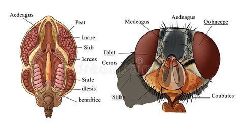 Diagram Of Insect Anatomy Featuring Two Distinct Sections The Left