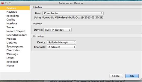 unable to switch from built in mic to line input macos audacity forum