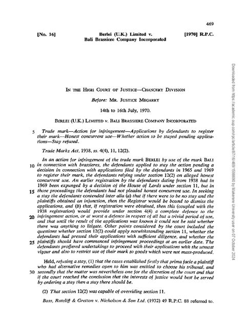 Berli V Bali Pdf Trademark Injunction