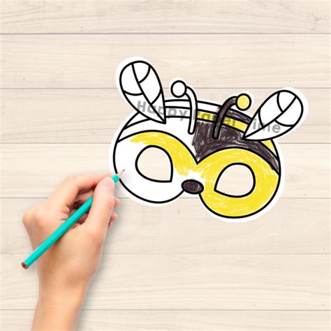 Bee Paper Mask Printable Insect Coloring Craft Activity Template Made