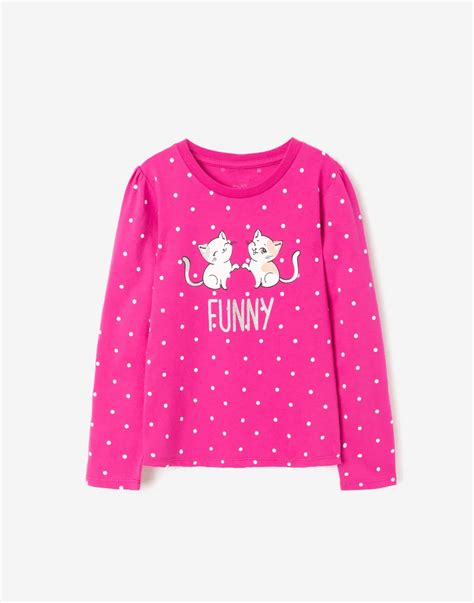 Розовый лонгслив с кошечками для девочки Gkt010138 1 Undefined