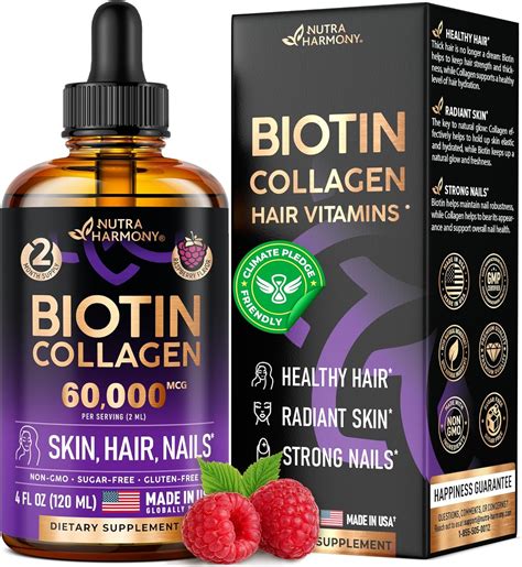 Liquid Biotin And Collagen Vitamins For Hair Growth Support