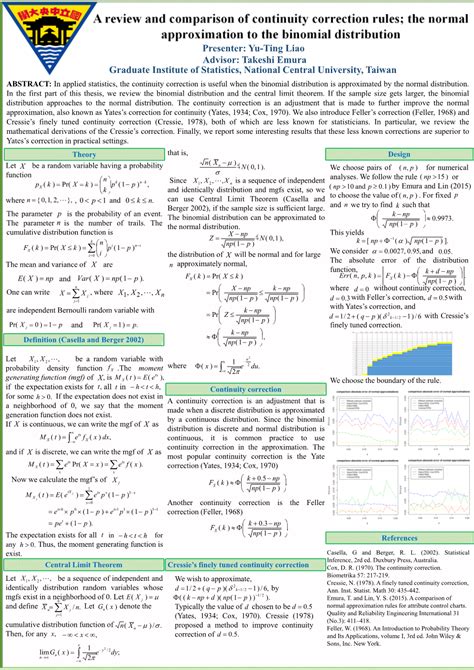 A Review And Comparison Of Continuity Correction Rules The Normal