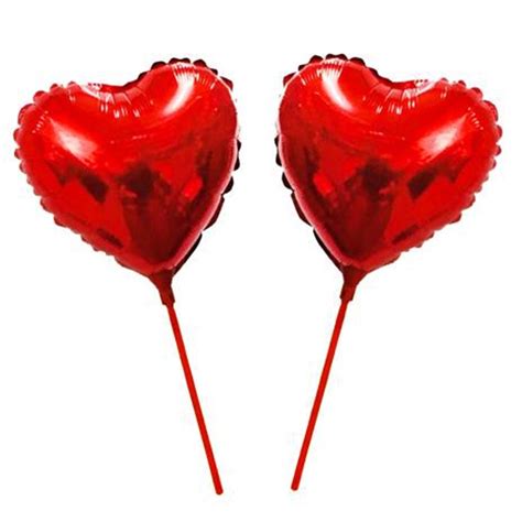 10 Balão Metalizado Coração Vermelho Centro Mesa 21cm 10 Varetinhas Festa Decoração Shopee