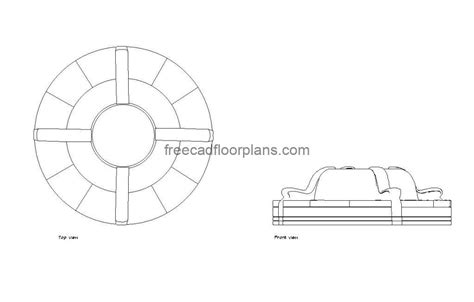 Round Sofa Free Cad Drawings