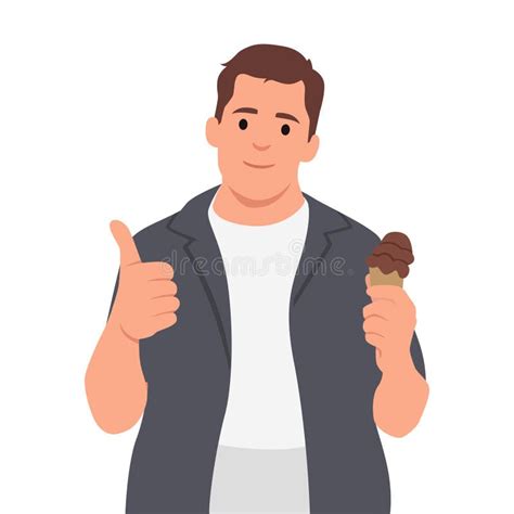 Happy Man With Ice Cream Cones In Hands Person Licking Icecream Stock