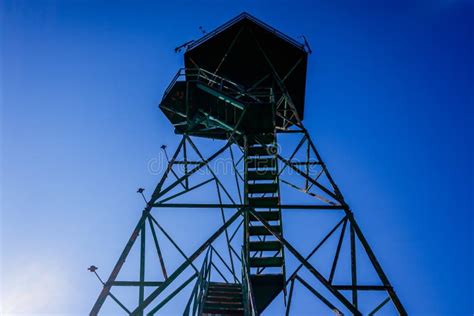 High Forest Watchtower On Top Of A Peak Stock Image Image Of Forestry