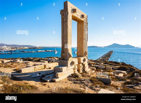 Portara Monument Also Known As Temple Of Apollo Overlooking Port And