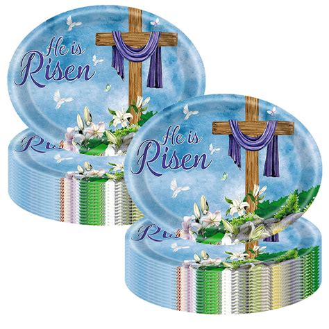 Nmdmisc 25pcs He Is Risen Oval Paper Plates 106 X 126 Disposable
