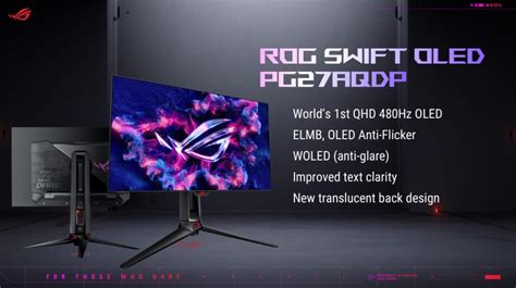 Asus Lancia Il Rog Swift Oled Pg27aqdp Primo Monitor Oled 1440p 480 Hz
